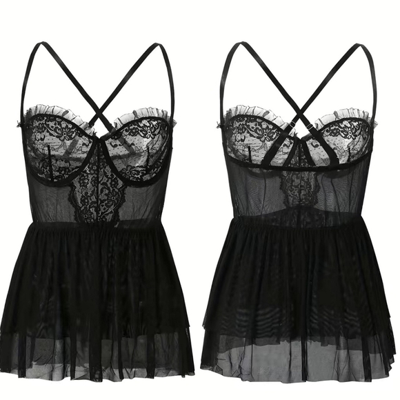 Temu | Intimates & Sleepwear | Nwot Sexy Sheer Floral Jacquard Mesh ...